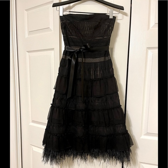 BCBGMaxAzria | Dresses | Vintage Bcbg Couture Gown With Feathers Black ...
